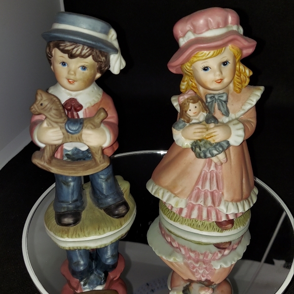 Homco | Accents | Vintage Homco 419 Victorian Girl Boy Porcelain ...